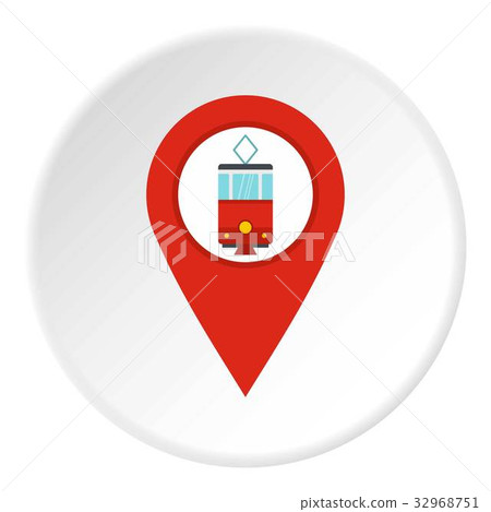 Red map pointer with tram symbol icon circle - Stock Illustration ...
