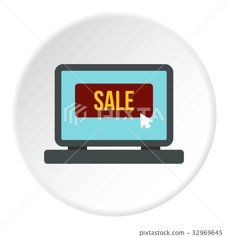Laptop screen with Sale word icon circle - Stock Illustration [32969645 ...