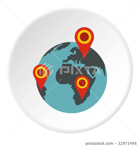 Globe earth with pointer marks icon circle - Stock Illustration ...