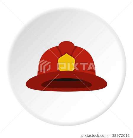 Red fireman helmet icon circle - Stock Illustration [32972011] - PIXTA