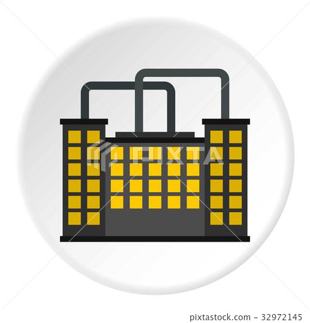 Manufacturing factory building icon circle - Stock Illustration ...
