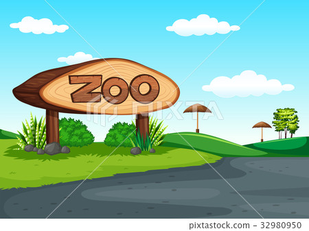 Scene of zoo without animal - Stock Illustration [32980950] - PIXTA