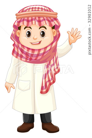 Cute boy from Kuwait waving hand - Stock Illustration [32981012] - PIXTA