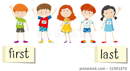 Opposite wordcard for first and last-插圖素材 [32981878] - PIXTA圖庫