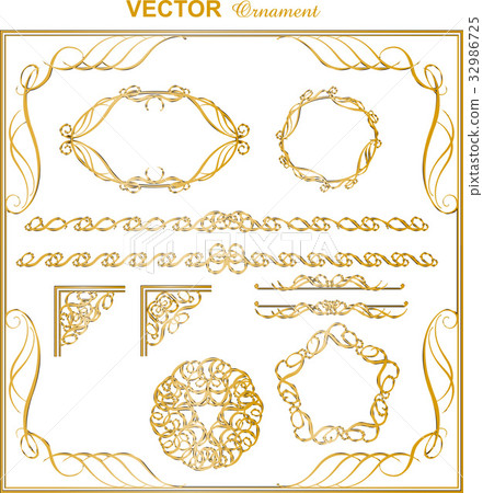 Gold metallic frame | Classical ornament |... - Stock Illustration ...