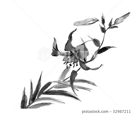Wildflower ink painting - Stock Illustration [32987211] - PIXTA