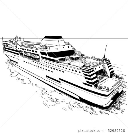Hand drawing ferry-Vector Illustration - Stock Illustration [32989328 ...