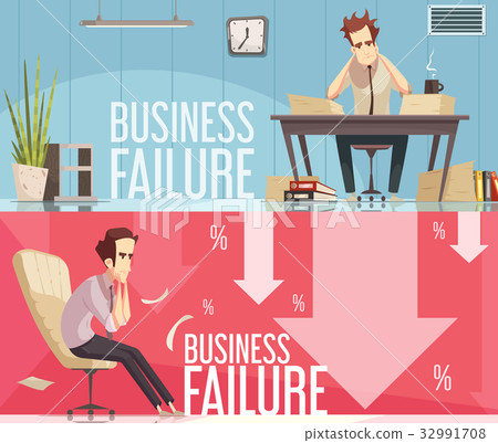 Business Failure 2 Retro Cartoon Posters -插圖素材 [32991708] - PIXTA圖庫