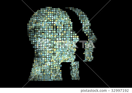 Human head shape. Artificial intelligence. AI - Stock Illustration ...