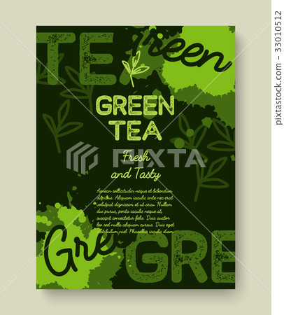 Green tea poster or banner typography design - Stock Illustration ...