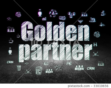 Business concept: Golden Partner in grunge dark - Stock Illustration ...