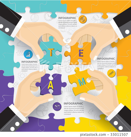 Teamwork connection puzzle infographic design. - Stock Illustration ...