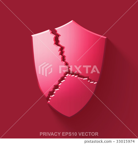 Flat metallic protection 3D icon. Red Glossy Metal - Stock Illustration ...