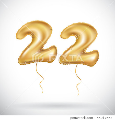 vector number 22 celebration with Balloon Gold - Stock Illustration ...