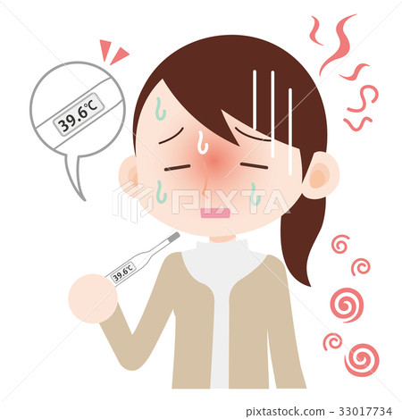 Woman who got high fever 39 degrees - Stock Illustration [33017734] - PIXTA