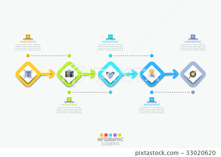 Infographic design template with 5 colorful square - Stock Illustration ...