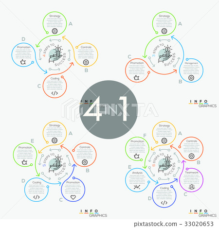 Bundle of four infographic design layouts - Stock Illustration ...