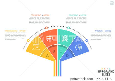 Minimalistic infographic design template. Fan - Stock Illustration ...