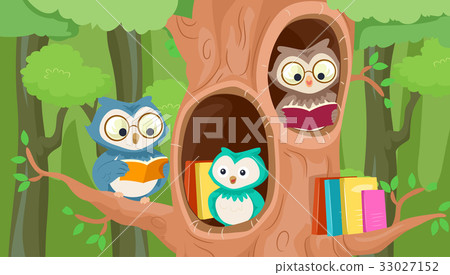 Owls Mascot Tree Library - Stock Illustration [33027152] - PIXTA