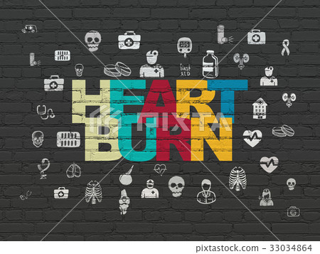 Health concept: Heartburn on wall background - Stock Illustration ...