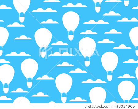 Hot air balloon in clouds seamless pattern. Vector - Stock Illustration ...