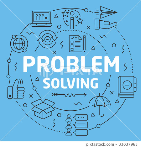Blue Line Flat Circle illustration problem solving - Stock Illustration ...