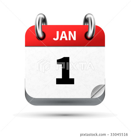realistic icon of calendar with 1st january date - Stock Illustration ...