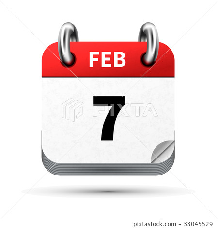 realistic icon of calendar with 7 february date - Stock Illustration ...