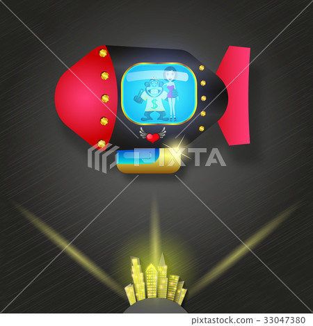 Red airship flying - Stock Illustration [33047380] - PIXTA