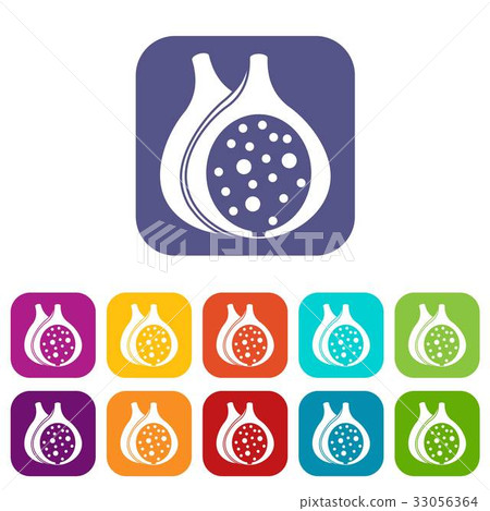 Fig fruit icons set flat - Stock Illustration [33056364] - PIXTA