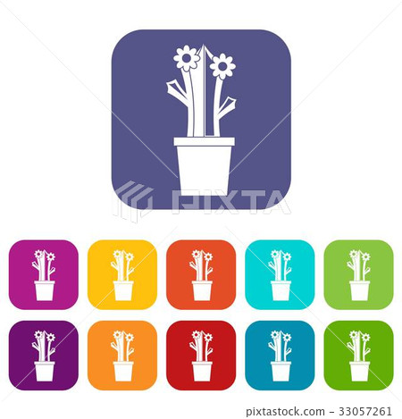 Flowering cactus icons set flat - Stock Illustration [33057261] - PIXTA