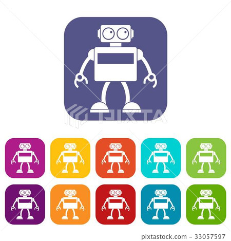 Android robot icons set flat - Stock Illustration [33057597] - PIXTA