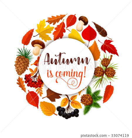 Autumn leaf poster for fall nature season design - Stock Illustration ...