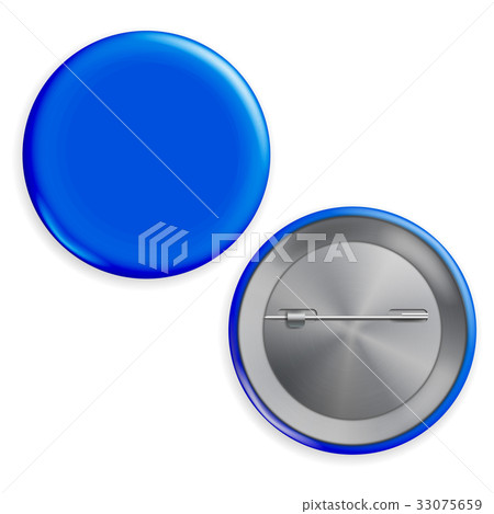 Blank Blue Badge Vector. Circle Button Badge Set - Stock Illustration ...