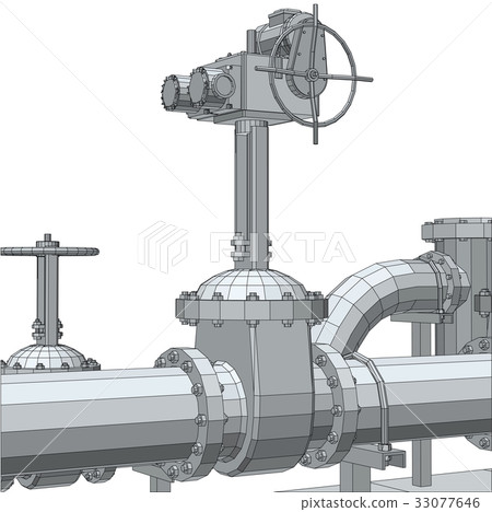 Industrial equipment electric valve. Wire-frame - Stock Illustration ...