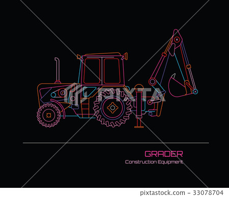 Grader Tractor Neon Sign - Stock Illustration [33078704] - PIXTA