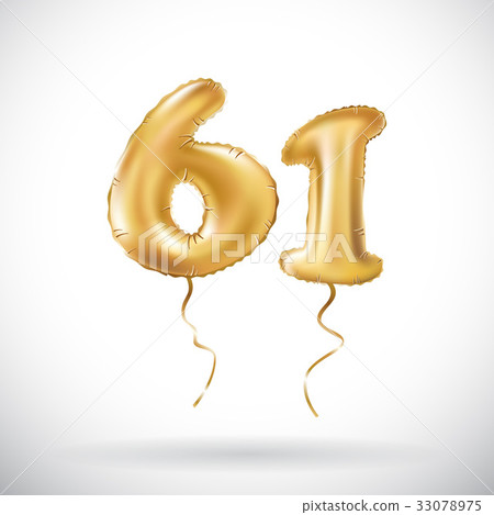 vector Golden number 61 sixty one metallic balloon - Stock Illustration ...