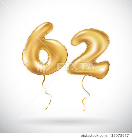 vector Golden number 62 sixty two metallic balloon - Stock Illustration ...