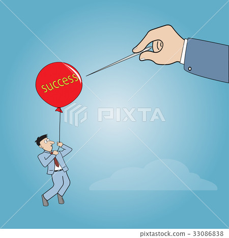 Businessman flying away by using success balloon - Stock Illustration ...