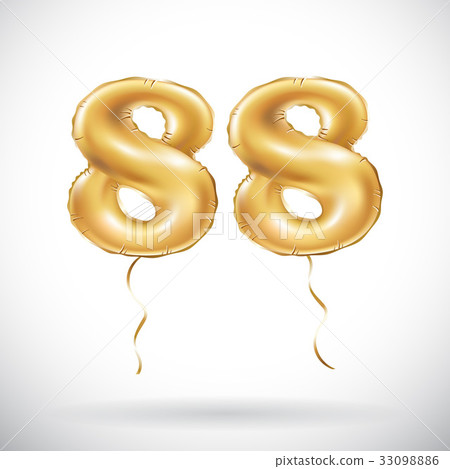 Golden number 88 eighty eight metallic balloon - Stock Illustration ...