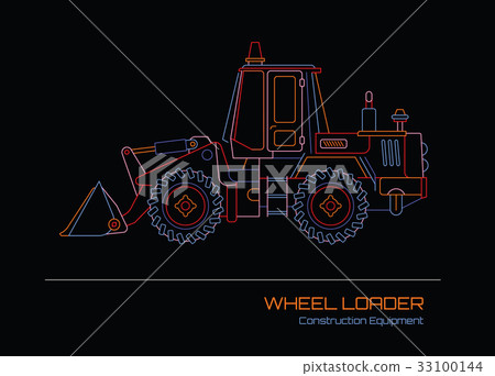 Wheel Loader neon outline - Stock Illustration [33100144] - PIXTA