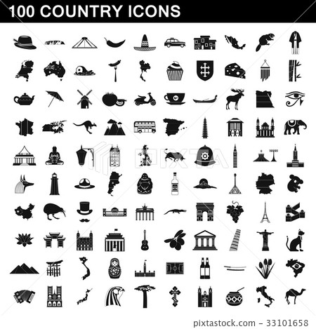 100 country icons set, simple style - Stock Illustration [33101658] - PIXTA