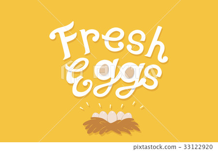 Fresh Eggs Lettering - Stock Illustration [33122920] - PIXTA
