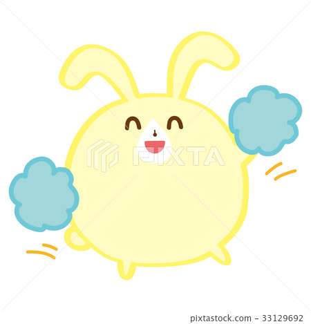 White rabbit cheering - Stock Illustration [33129692] - PIXTA