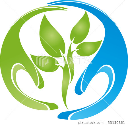 Two hands and tree, plant, nature and gardener log - Stock Illustration ...