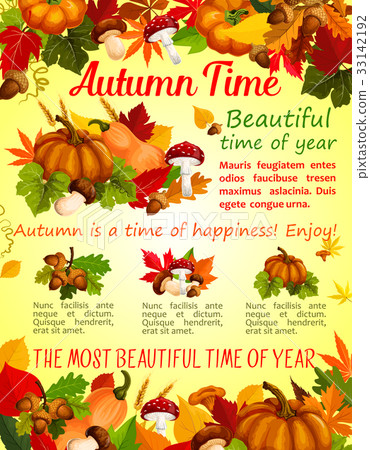 Autumn nature, fall season poster template design - Stock Illustration ...