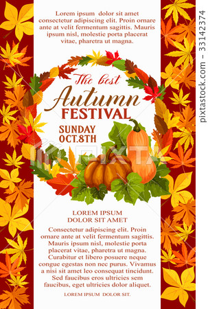 Fall festival poster of autumn vegetable and leaf - Stock Illustration ...