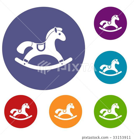 Rocking horse icons set - Stock Illustration [33153911] - PIXTA