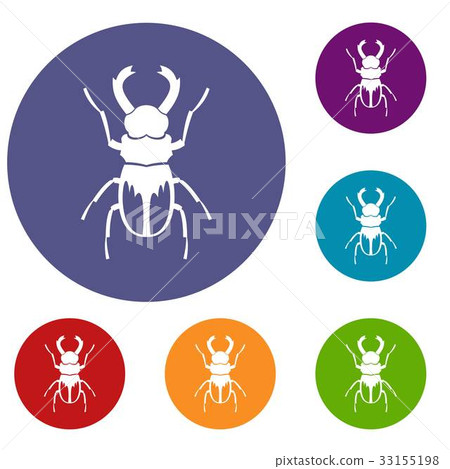 Rhinoceros beetle icons set - Stock Illustration [33155198] - PIXTA