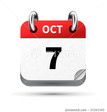 icon of calendar with 7 october date on white - Stock Illustration ...